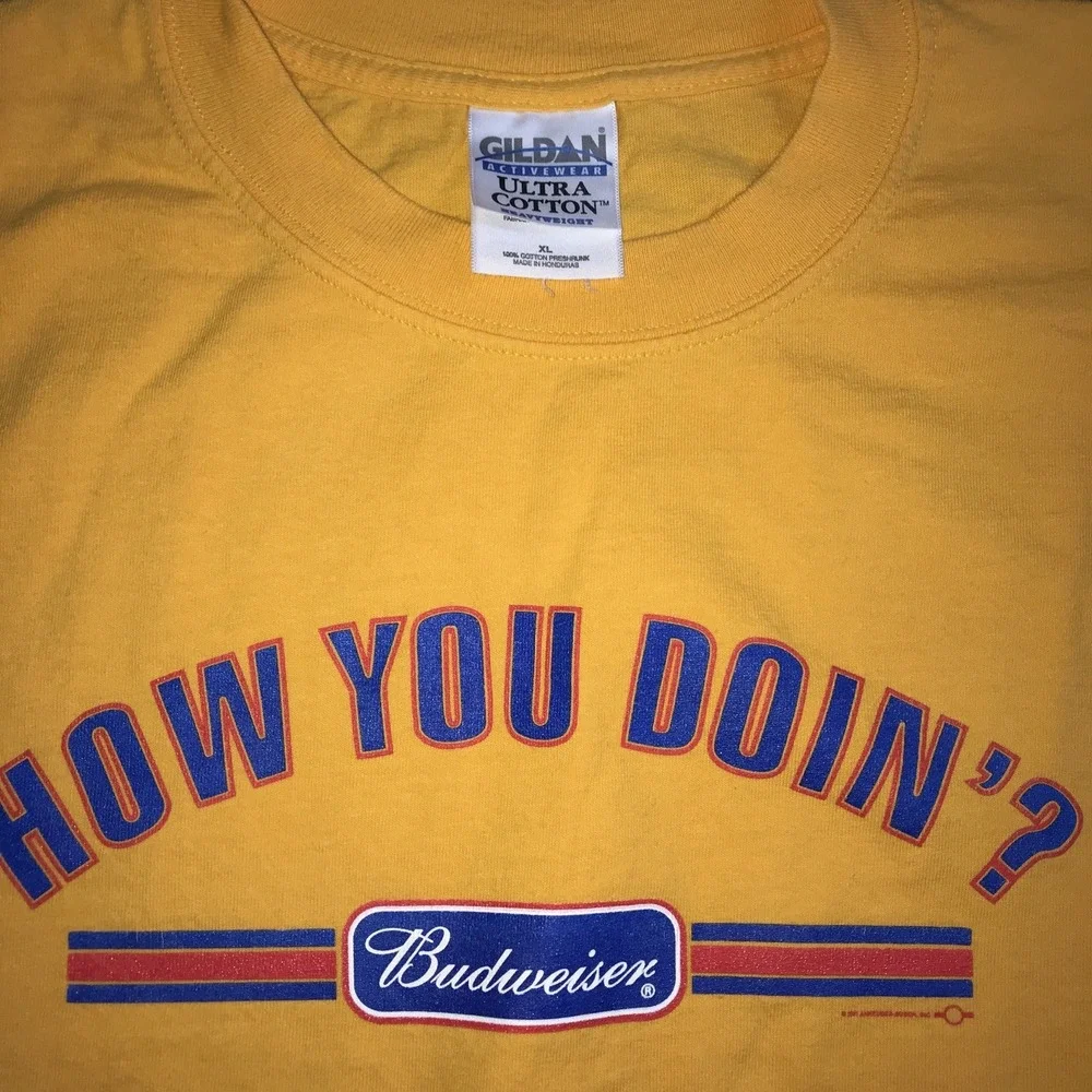 Budweiser | Shirts | Budweiser 20 Yellow Xl How You Doin Tshirt Vintage ...